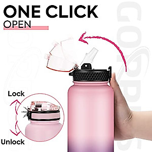 GOPPUS 40 oz Insulated Water Bottle With Straw Stainless Steel Sports Water Cup Flask with 3 Lids (Straw, Spout and Handle Lid) Wide Mouth Resusable Metal Water bottles Keep Hot and Cold for Men Women