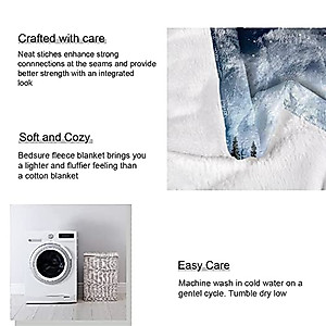HommomH 40" x 50" Blanket Throw Comfort Warmth Soft Cozy Air Conditioning Easy Care Machine Wash Moon Wolf