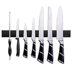 Magnetic Knife Holder for Wall, Enkrio 16 Inch Black Stainless Steel Knife Magnetic Strip No Drilling, Kitchen Magnet Knife Holder Strip Knife Rack Knife Bar