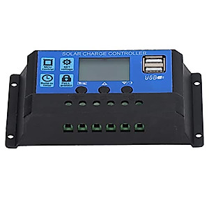 Jeanoko Solar Controller, PWM Control 50V Maximum PV Voltage Solar Batteries Regulator Durable LCD Display for Power