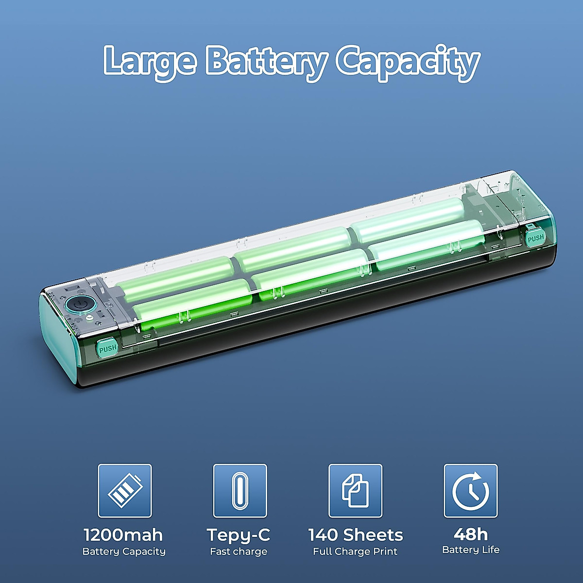 Portable Printers Wireless for Travel, M08F Thermal Inkless Printers for Home use, Compatible with Phone & Laptops, M08F Printer Kit & Letter Size Folded Paper 200 Sheets