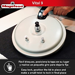MAGEFESA ® Vital 9 Pressure Cooker, 9.5 Quart, made of very resistant aluminum, compatible with gas, electric and ceramic stove, pressure canner, canning cooker pot, stove top instant fast cooking