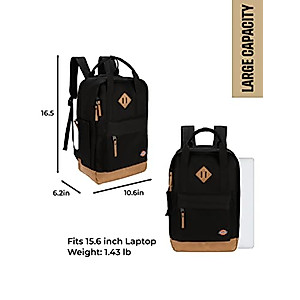 Dickies Brooklyn Backpack for School Classic Logo Water Resistant Casual Everyday Bookbag with Carry Handles for Travel, Fits 15 Inch Notebook (Black)