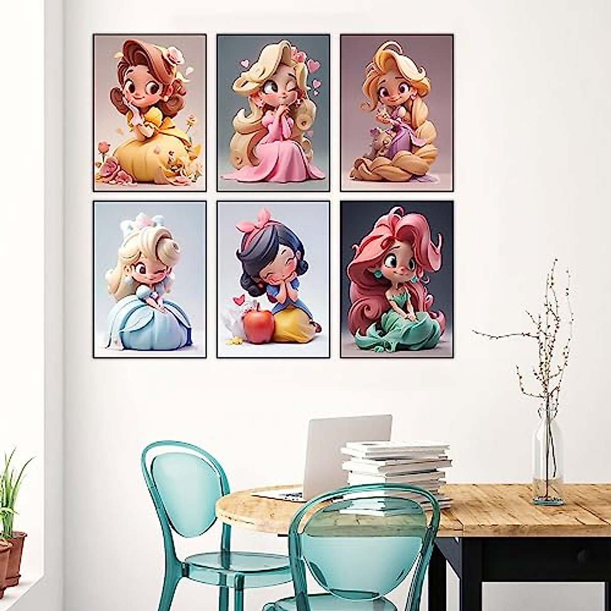 Mirztry 6 Pack Princess Diamond Painting Kits for Adults Kids Beginners, 5D Princess Diamond Art Kits for Adults Girls, Princess Paint by Diamonds Gem Painting Kits for Decor Gift (12x16 inch)