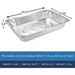 Aluminum Pans Full Size, Large Disposable Roasting & Baking Pan, 21"x13" Deep Foil Pans (50 Pack) Extra Heavy Duty Chafing Trays for Hotels, Restaurants, Caterers, Steam Table, Buffets & Bakeware