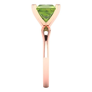 Clara Pucci 2.5ct Princess Cut Solitaire Natural Peridot Engagement Wedding Bridal Promise Anniversary Ring in 18K Rose Gold Size 9.75