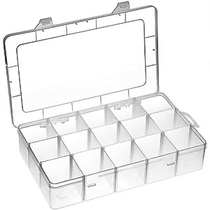 Bluedale 15 Grids Clear Craft Organizer Storage Box, Plastic Bead Container Organizers with Adjustable Dividers, Compartment Organizer Box for Art DIY, Jewelry, Earring, Screw, Small Parts