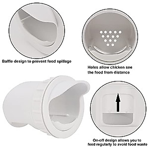 DR.DUDU DIY Automatic Chicken Feeder No Waste, 3 Pcs Poultry Feeder Port with Hole Saw, Rain Proof Rodent Proof Gravity Feed Kits for Buckets, Barrels, Bins, Troughs