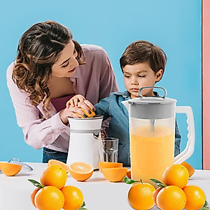1 Pack Mixing Pitcher for Drinks 2 Quart/ 64oz Plastic Water Pitcher with Lid，Easy-Mix Juice Container，Angled Plastic Blades and Adjustable Mixer Plunger for Juice, Tea, Beverage Container
