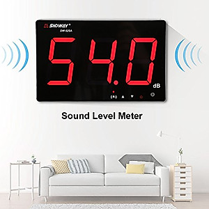 9.6'' Sound Level Meter Tester, 30~130db Sound Level Meter Tester, Large Screen LCD Display Wall Hanging Type Decibel Noise Measuring with Alarm (Sound Level Meter with Data Logger)