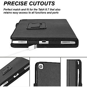 SAMSUNG 2021 Galaxy Tab A7 Lite 8.7” Inch 32 GB Wi-Fi Android 11 Touchscreen International Tablet Bundle – PU Leather Case, Screen Protector, Stylus and 32GB microSD Card [Gray]