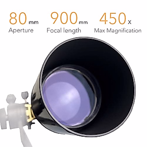 Spectrum Optical Instruments – ExploraPro 80AZ Refractor Telescope for Adults & Beginner – Compact Manual Alt-AZ Telescope – Smartphone Adapter and Remote Shutter – 80mm Aperture 900mm Focal Length