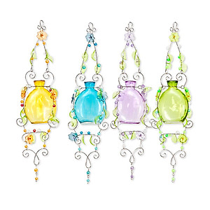 Set of Four Glass Rooter Hanging Vases - Pastel Glass Planter - Home and Garden Décor
