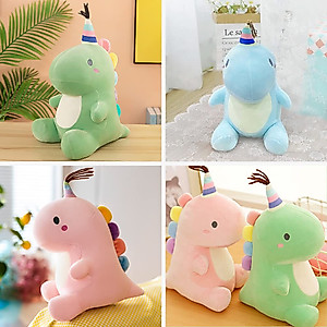 Dinosaur Stuffed Animals Toys Cute Dinosaur Plush Toys Dolls with Unicorns Horn Soft Dino Plushies Birthday Gifts for Boys Girls 9.8 Inch