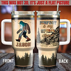 WAZONE Personalized Bigfoot Cup With Lid Custom Name Tumbler 40oz with Handle and Straw Stainless Steel Double Wall Vacuum Thermos Travel Mug Birthday Christmas Presents Gift For Men Women