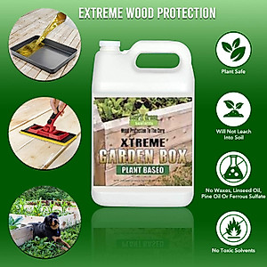 Garden Box Sealer | FDA Food Contact Safe Plant-Based Wood Sealant for Raised Beds, Planters & Pet Houses. Protects All Wood Types from Water & Weather Damage | Eco-Friendly Sustainable Solution