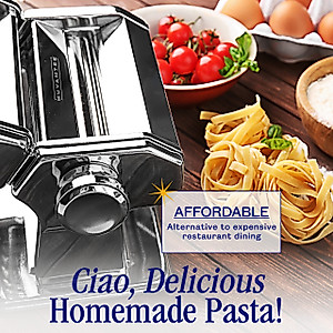 Nuvantee Pasta Maker Machine,Manual Hand Press,Adjustable Thickness Settings,Noodles Maker with Washable Aluminum Alloy Rollers and Cutter, Perfect for Spaghetti,Fettuccini, Lasagna