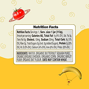 Earth's Best Organic Baby Food Jars, Stage 2 Protein Puree for Babies 6 Months and Older, Organic Butternut Squash Chicken and Multigrain, 4 oz Resealable Glass Jar