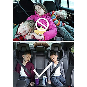 Leadsign Car Seat Headrest Pillow,Adjustable U Shaped Memory Foam Head Neck Support Cushion, Both Sides Travel Sleeping Pillow for Kids Adults (Beige)