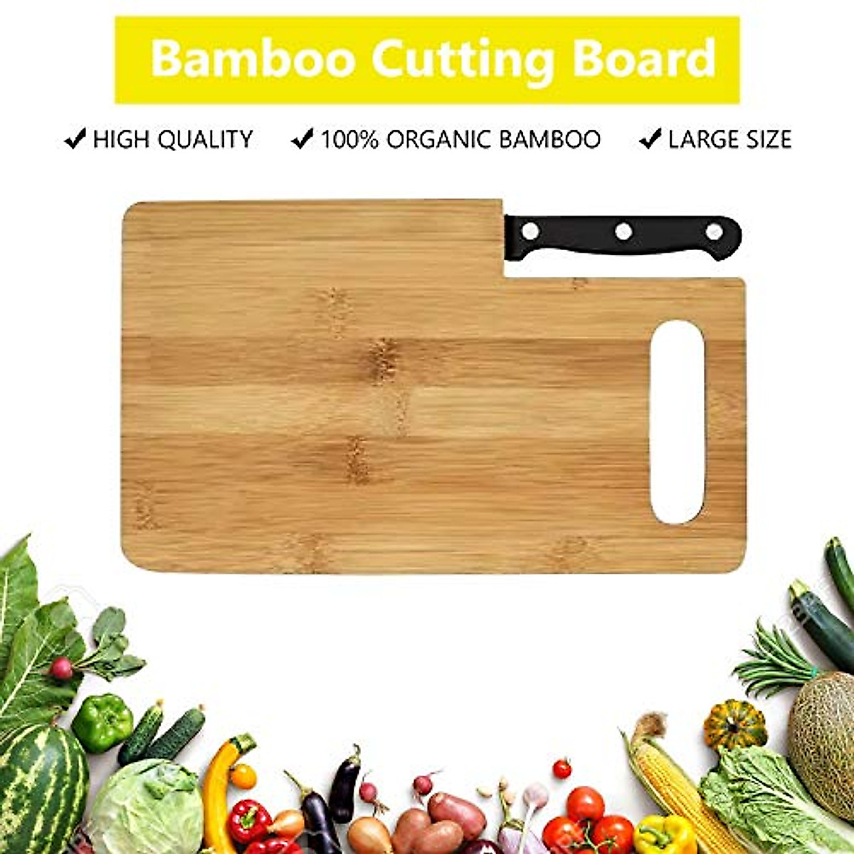 Bamboo Cutting Board Small Wood Board with Handle Build in Knife Cut Cheese Vegetable Fruit