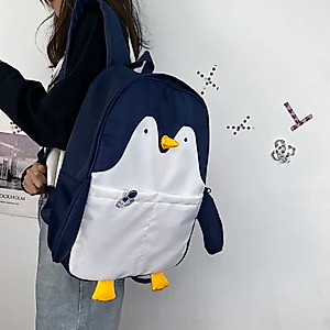 KOWVOWZ Kawaii Frog Large Novelty Backpack Girl Boy Teen Cute Fuuny Panda Animal High School Backpack Laptop Waterproof Bookbag (Penguin)