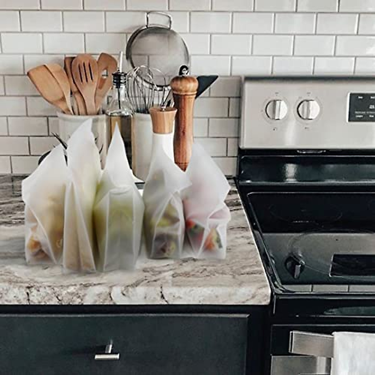 Gpurplebud Clear Toiletry Bags, PEVA Material Leakproof Zipper Bags, Security Approved Travel Makeup Cosmetic Bags for Women Men 6 Pack