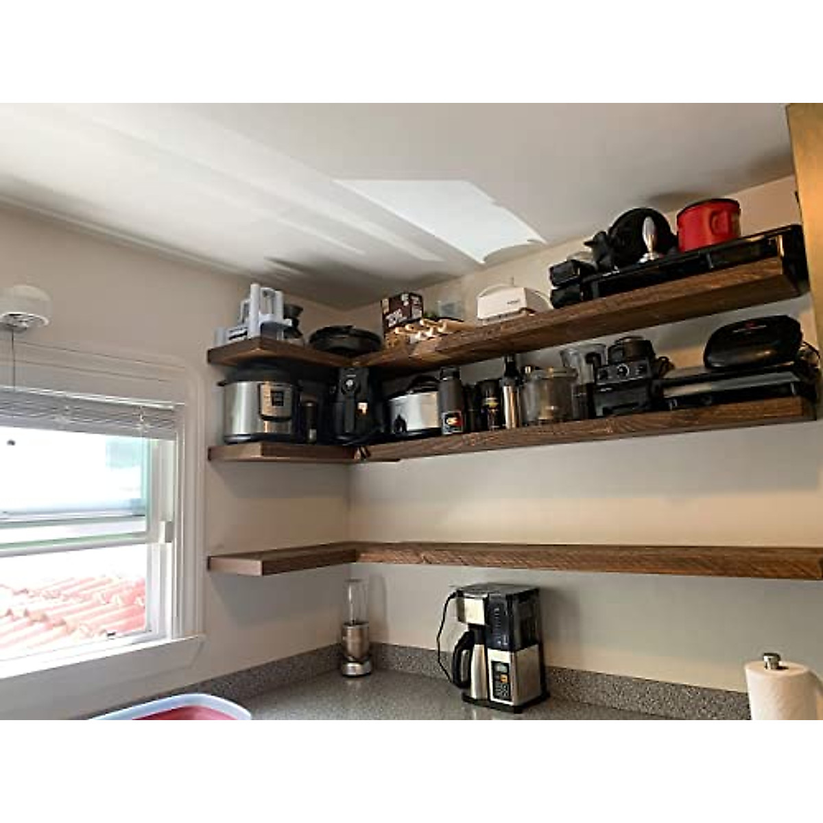 Joel's Antiques Floating Wall Shelf - 24-Inch Wood Decor & Shelving for Bathroom, Kitchen, Living Room, & Farmhouse - Wall-Mounted Rustic Stand, Wooden Hanging Display - Medium Brown, 24" x 10" x 2"