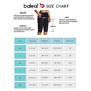 BALEAF Women's 15" Long Shorts Below The Knee Capri Hiking Cargo Shorts Lightweight Quick Dry Elastic Waist for Casual Black L