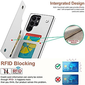 Galaxy S23 Ultra Case,Luxury Flip Folio Leather Wallet Case RFID Blocking Cover Card Slots and Kickstand for Girls Women,Protective Phone Case for Samsung Galaxy S23 Ultra (White)