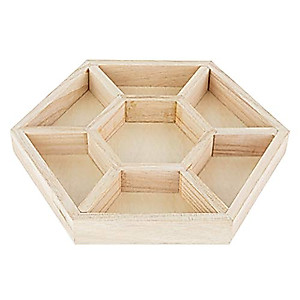 Hammont Hexagon Sectional Wooden Trays - 3 Pack - 8.5”x8.5”x1” - Eco Friendly Decorative Wooden Tray for Dry Fruits & Candies | Organic Wooden Tray for Gift & Home Décor