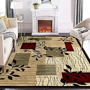 NANAN Anti-Slip Area Rug 5x8 Decorative Throw Rug Roll Wrapped Area Rug Woven Area Rug Non-Shedding Carpet for Laundry Living Room Nursery Bedroom,Brown/Red 5'x8'