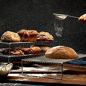 LANEJOY 3-Tier Stackable Cooling Racks for Cooking and Baking Stainless Steel Wire Cooling rack Oven & Dishwasher Safe (15 * 10 * 3 inch LYW02A)