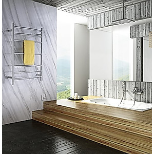 ANZZI Gown 7-Bar Wall Mounted Towel Warmer in Brushed Nickel | Energy Efficient 70W Electric Plug in Heated Towel Rack for Bathroom | Stainless Steel Towel Heater Rail Quick Towel Dryer | TW-AZ027BN
