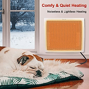 Clawsable Large Dog House Heater with Thermostat, Graphene Pet Heater for Dog, Warm Enough for Multi-Dogs, Pet Warmer w/ 2 Heating Mode (400/800W), Electric Heater Warmer for Chicken Coop Dog Cat Cage