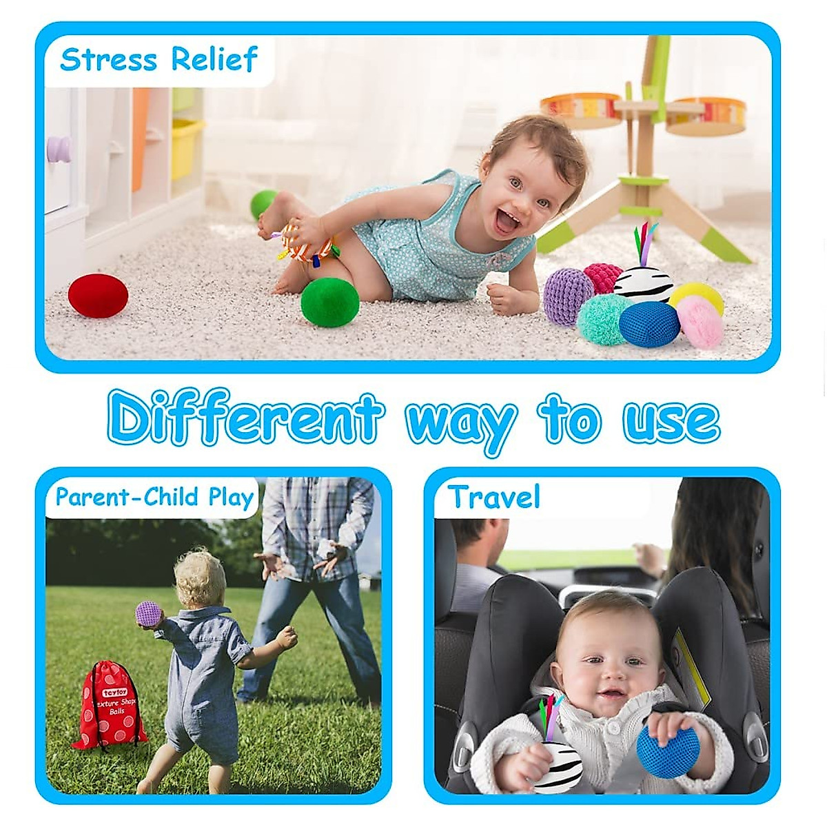 Baby Sensory Texture Ball Toy Set,10Pcs Montessori Toys for Babies 6-12 Months,Develop Fine Motor & Sensory Play for Newborns’ Early Learning,Fidget Stress Toys for Autism/Anxiety Relief