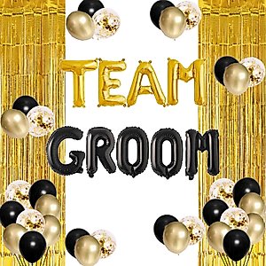 Team Groom Balloons Gold and Black Bachelor Party Banner Men Bachelor/Groom To Be/Bridegroom To Be Themed Decor for Bridegroom Shower Engagement Wedding Party Supplies Decorations