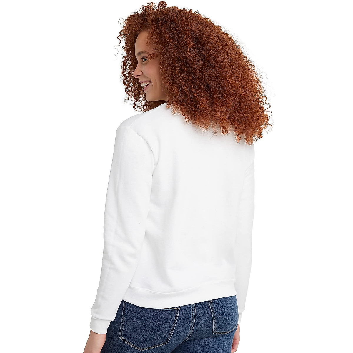 Hanes Women's EcoSmart Crewneck Sweatshirt, White, X Large