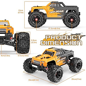 Hosim Brushless RC Car, 1:16 55+KMH 4WD Fast Remote Control Truck for Adults, Radio Cars Off-Road Waterproof Hobby Grade Toy Crawler Electric Vehicle Gift for Boys Children (Orange)
