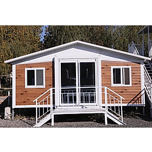 13X20 feet, 20X40 feet Prefabricated Portable House with Glass Doors and Windows for Camping, Outdoor Living, Office, Villa, Guard House, Hotel, Shop Warehouse, Workshop, Luxury House