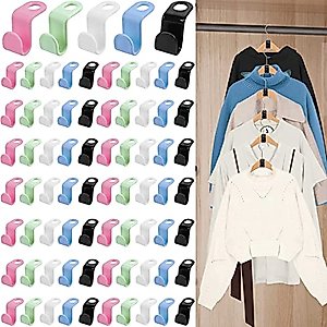 Clothes Hanger Connector Hooks, 100PCS Sturdy Mini Cascading Hanger Hooks, Thickened 20lbs Space Saving Closet Hanger Organizer, Hanger Extender Clips, 5-Color Hanger Connection Hooks for Closet