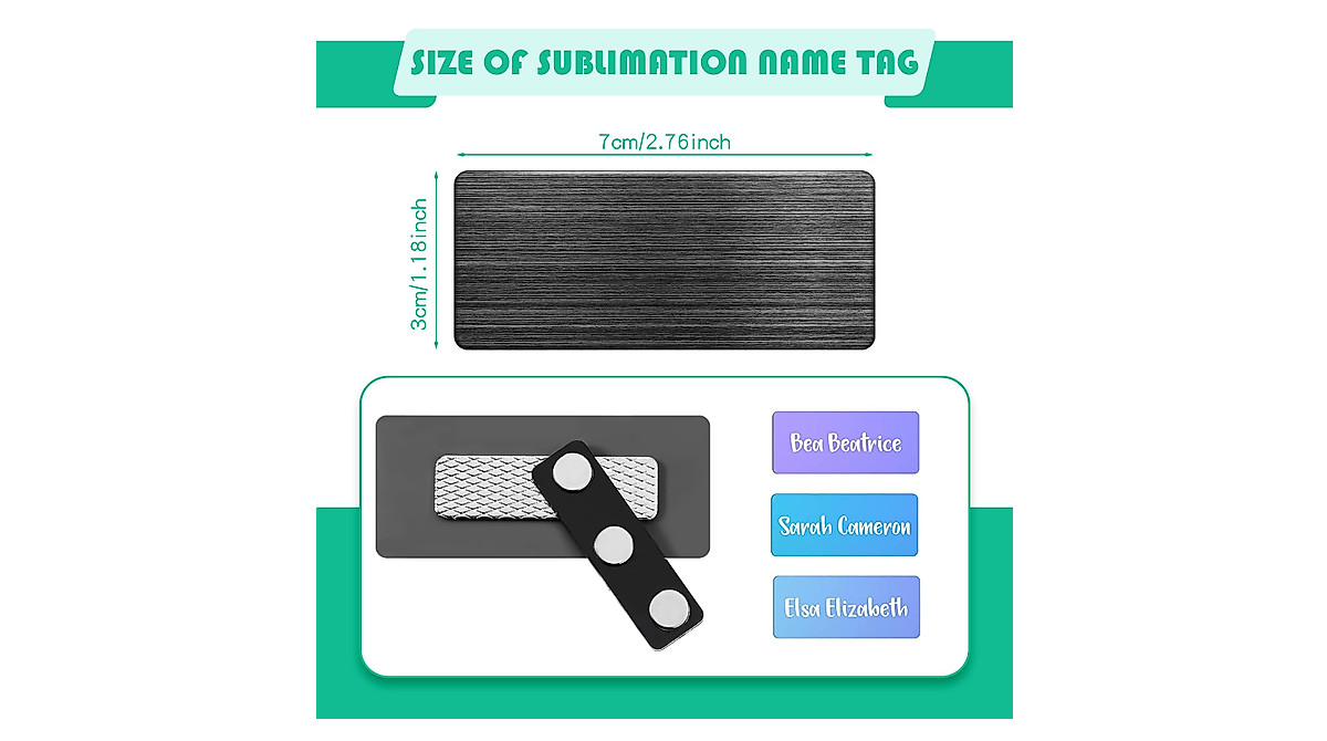 Personalized Sublimation Name Tags - 18 Pack with Magnetic Backing