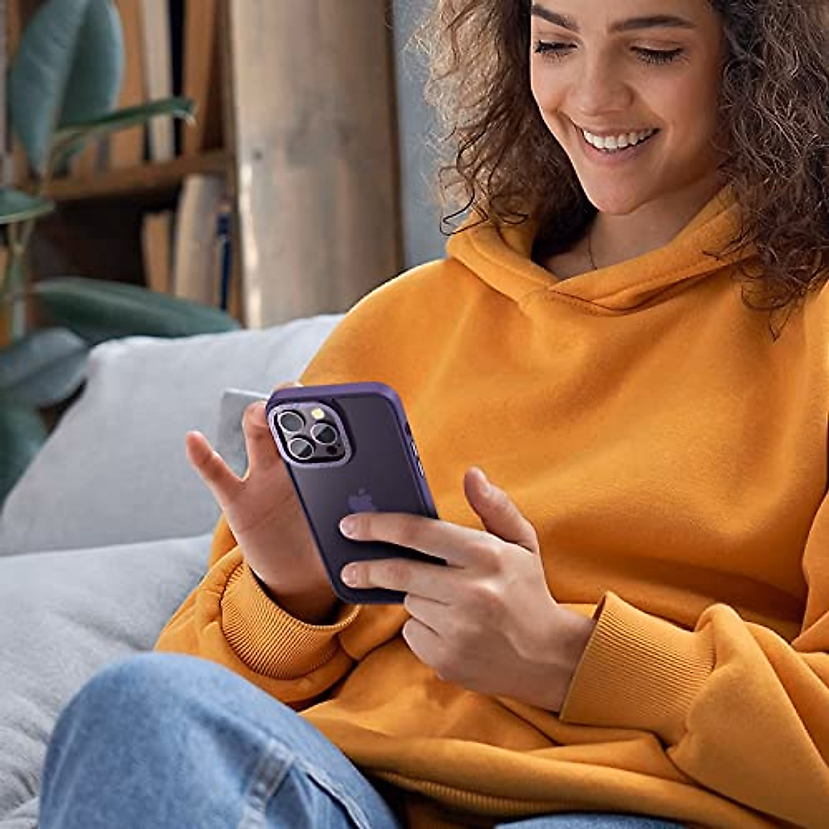 Dadanism Designed for iPhone 14 Pro Case, Military Grade Drop Protection, Skin-Friendly PC Back, Advanced Camera Protection Ring, Anti-Scratch Anti-Fingerprint(Deep Purple, 6.1 Inch)