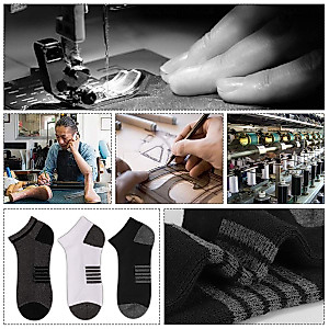 eallco Mens Ankle Socks Low Cut Athletic Cushioned Running Tab Socks 10 Pairs Black (Fits Mens Shoe Size 6-12)