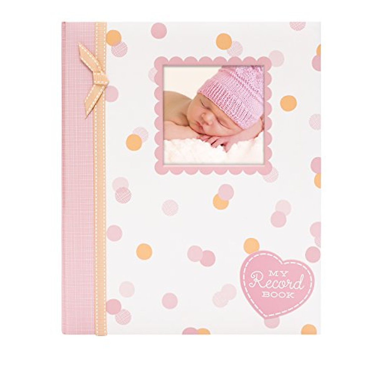 Lil Peach First 5 Years Baby Memory Book, Baby Girl Keepsake Book, Milestone and Photo Journal, Pink & Peach Confetti Polka Dots