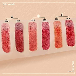LAMUSELAND Matte Lipstick, 2Pc/Set Waterproof Long Lasting Moisturizing Lip Stain Earphone Dual-color Lip Gloss Primer, Non-stick Cup Lip Make Up Gift Kit for Girls (Red)