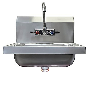 AmGood Stainless Steel Wall Mount Hand Sink | NSF | Commercial Hand Washing Basin For Restaurant, Kitchen and Home (17" x 15")