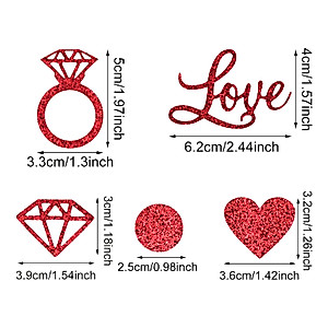 Honbay 100PCS Red Love Heart Fing Ring Table Confetti Party Decorations for Wedding Engagement Anniversary Bachelorette Bridal Shower Birthday Party