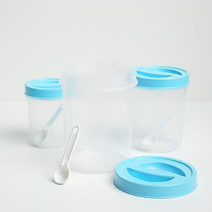 Unica Canister, Airtight Storage Containers with Lids, Containers for Flour, Spices, Sugar, Rice, Dishwasher-safe, Set of 3 Blue, 59 oz, 5.27x5.27x6.67 in