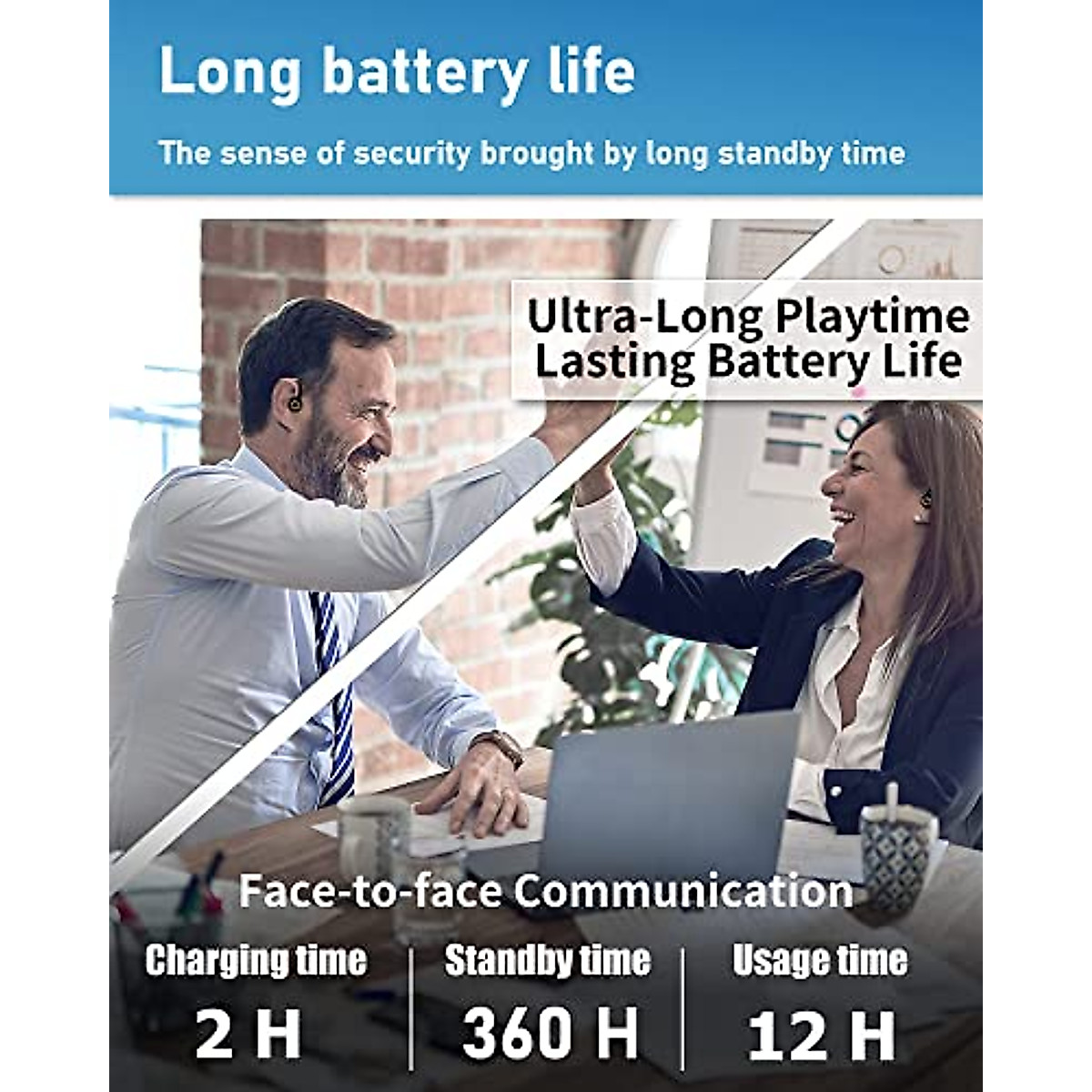 Mosonnytee Bluetooth Headset Open Ear Headphones Bluetooth earpiece Noise Cancelling Headphones with Microphones Bluetooth Headset for Cell Phones handfree Bluetooth Headset with 6-Hours Usage (Gold)