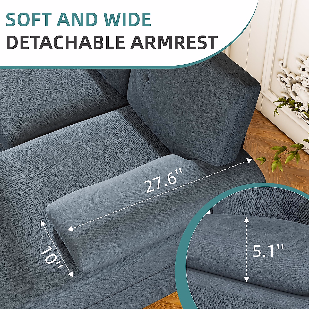 JAMFLY Sectional Sofa Couches for Living Room, Living Room Furniture Sets Clearance, 4 Seat U Shaped Sofa Sectional Couch with Chaise, Dark Grey